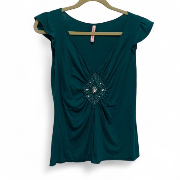 Vintage | Tops | Y2k Heart Soul Turquoise Cap Sleeve Blouse | Poshmark